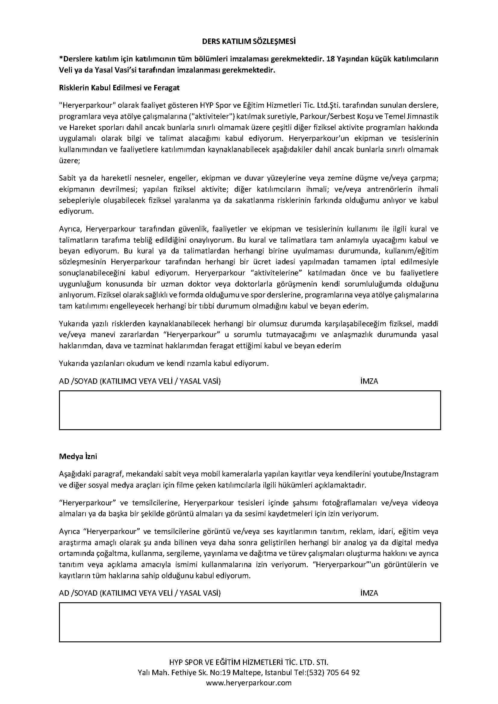 Ders Kayıt Formu – HerYerParkour