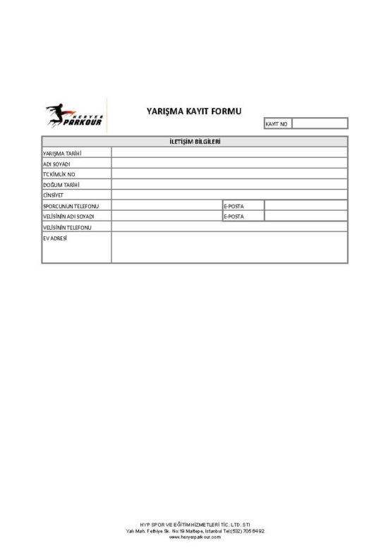 Yarışma Kayıt Formu – HerYerParkour
